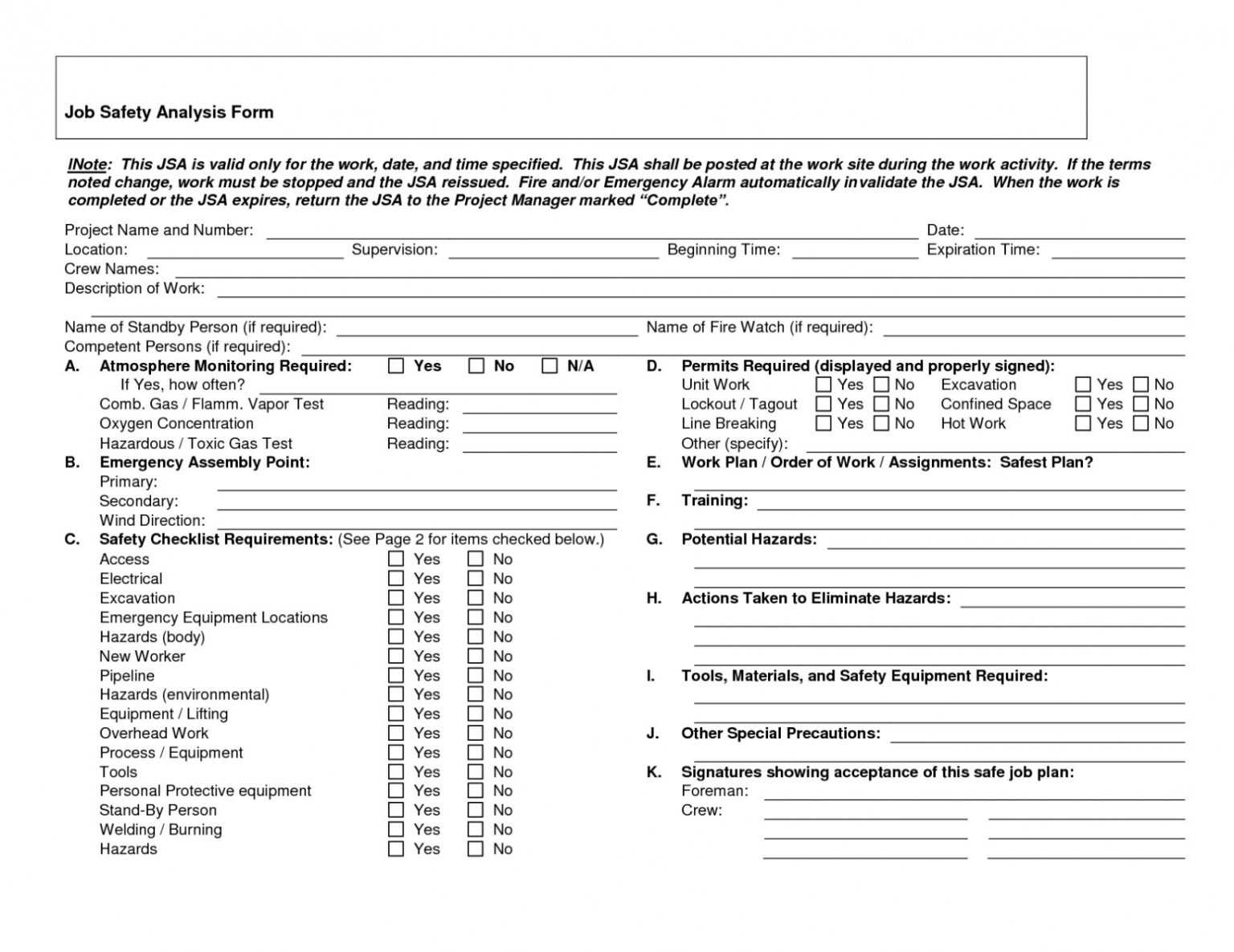 Safety Analysis Report Template