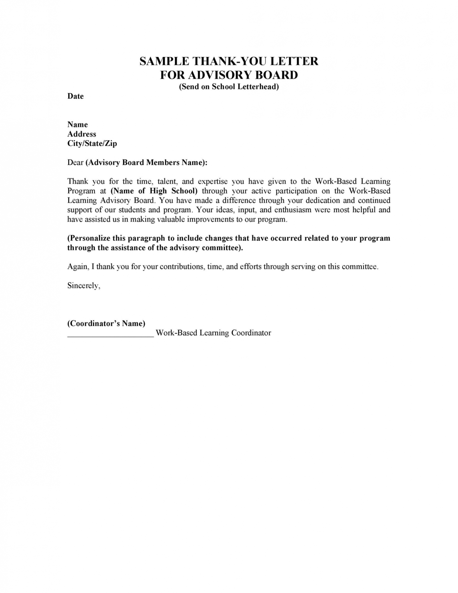 Personal Thank You Note Template