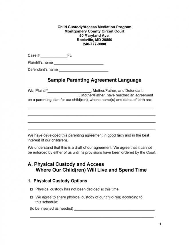 Notarized Custody Agreement Template