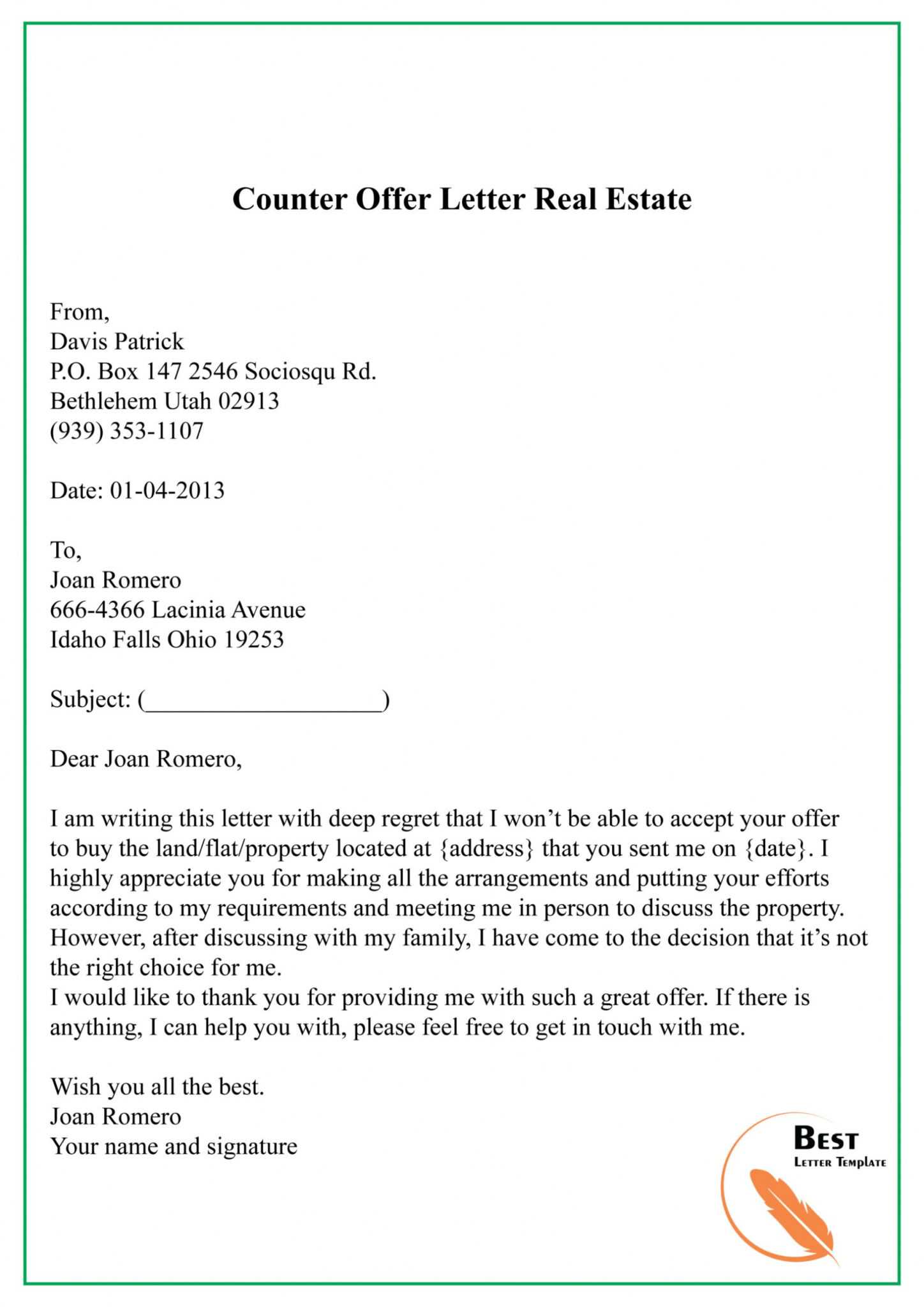 Debt Settlement Counter Offer Letter Template Great Professional debt-settlement-counter-offer-letter-template-great-professional