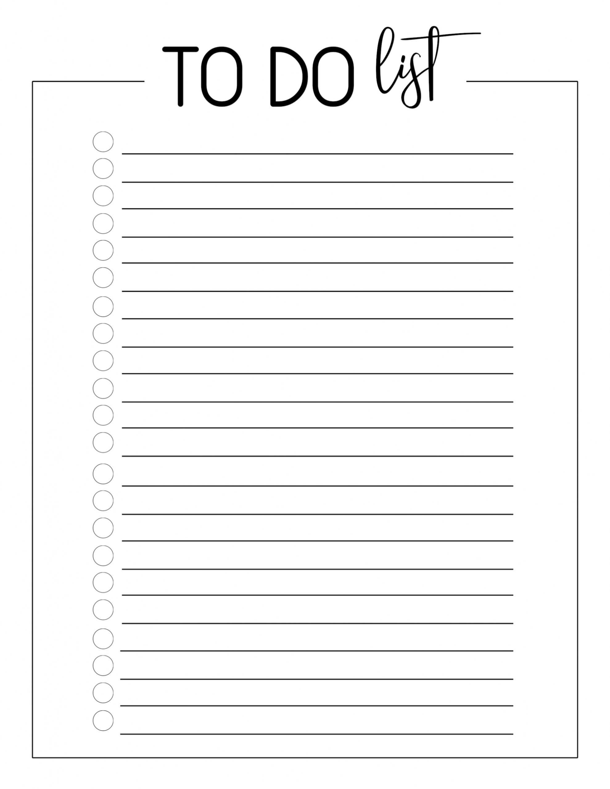 Free Printable To Do Checklist Template Paper Trail Design In Blank 