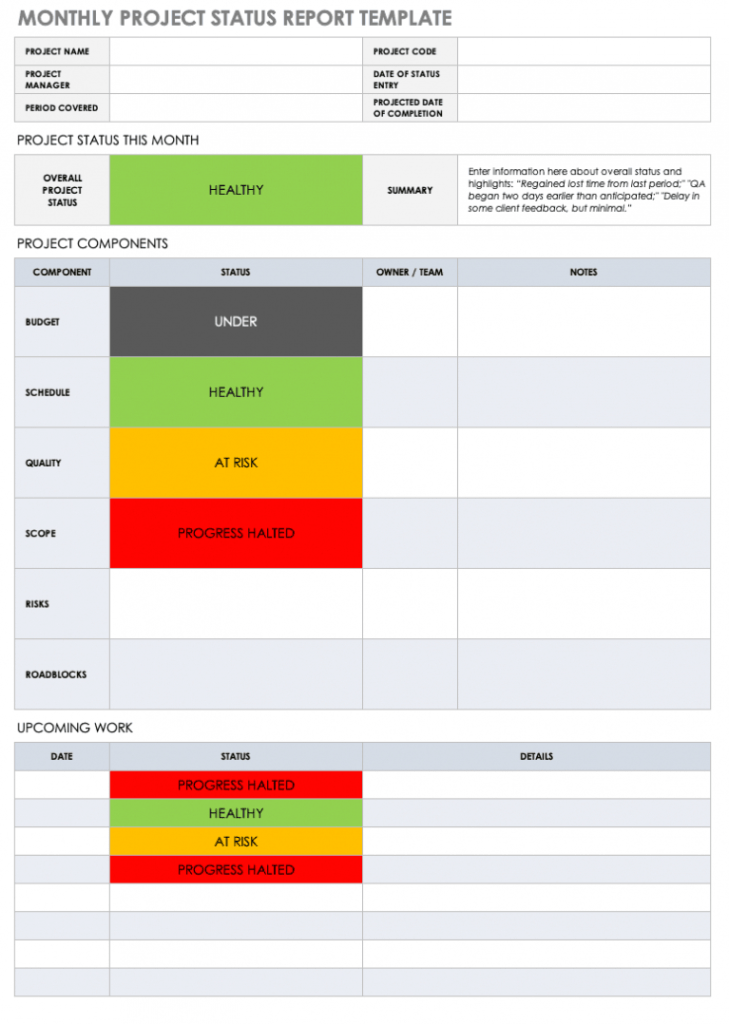 Monthly Project Progress Report Template