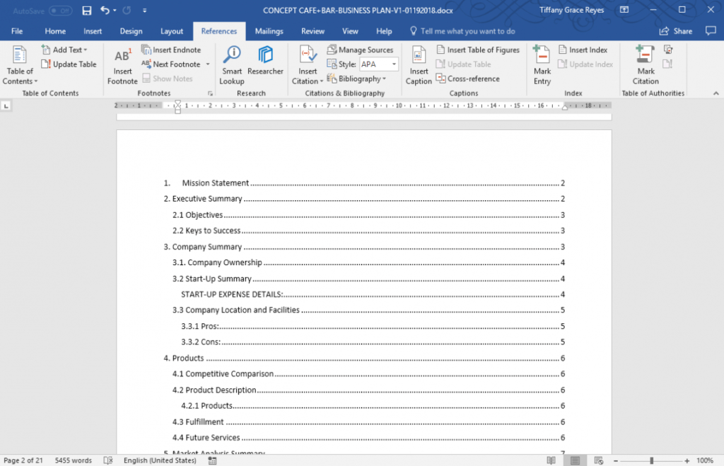 Word 2013 Table Of Contents Template