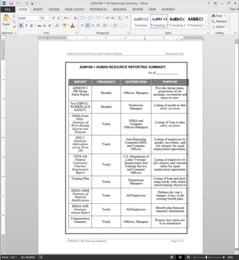 Sample Hr Audit Report Template